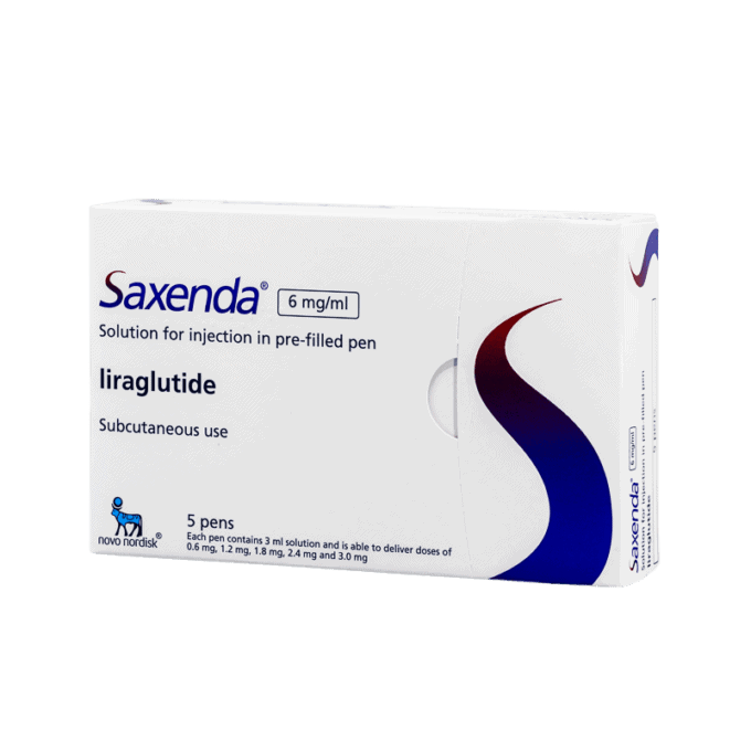 Saxenda 6mg/1ml Pre-Filled Pen 3ml ( Pack of 5) - Teleta Pharma